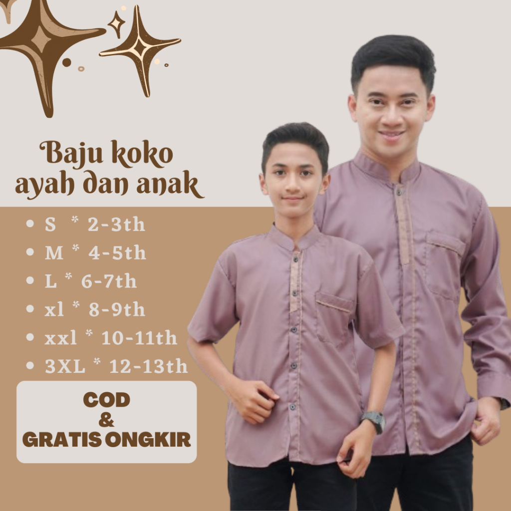 Jual Kemeja Baju Koko Premium Couple Keluarga Ayah Dan Anak Laki Laki Terbaru | Shopee Indonesia