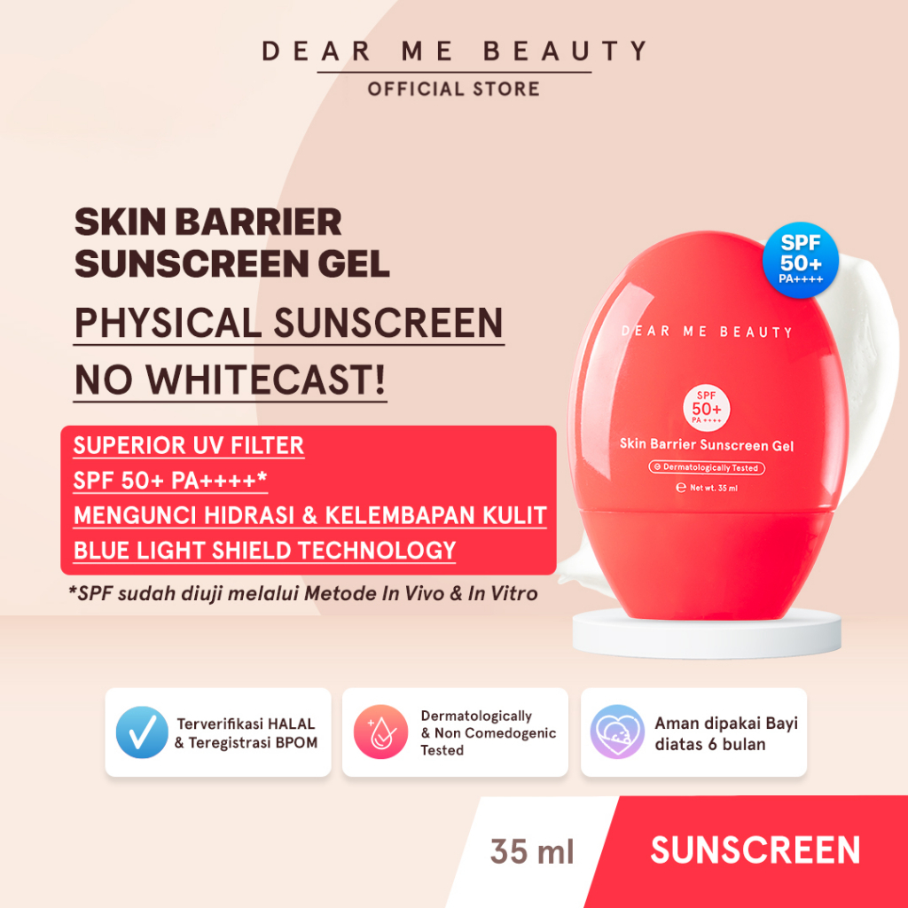 Jual Dear Me Beauty Skin Barrier Sunscreen Gel SPF 50 PA++++ (35gr ...