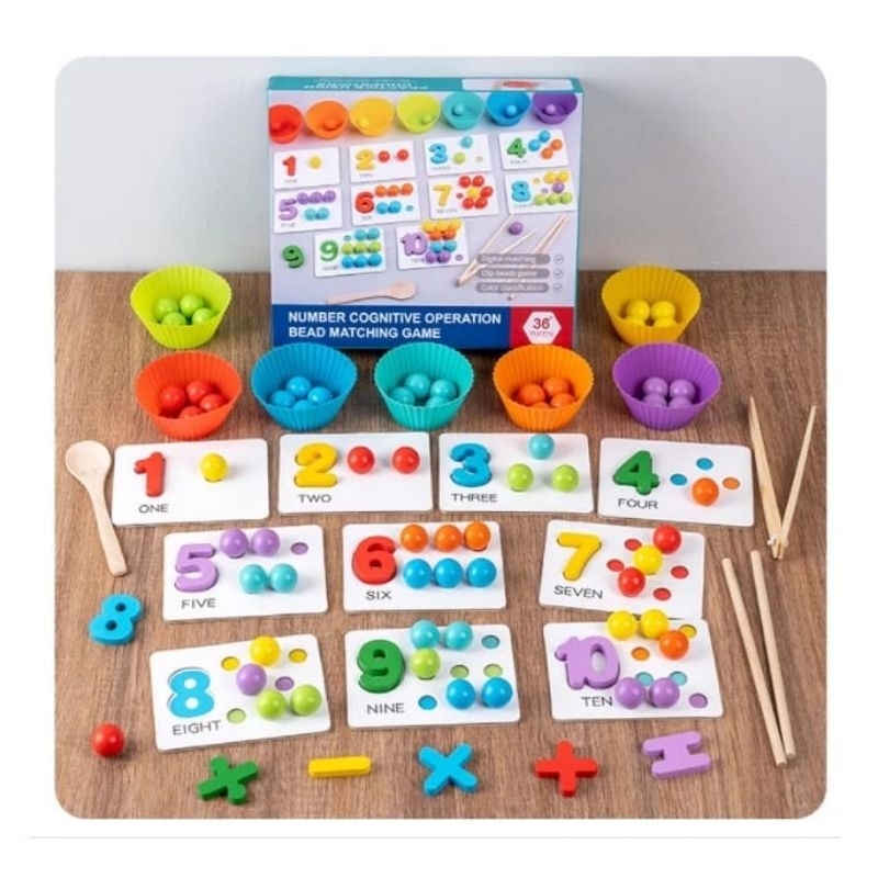 Jual Mainan montessori beads sumpit, Number Cognitive Operation Bead ...