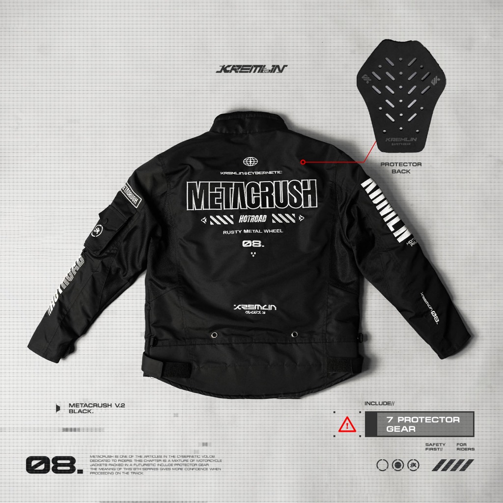 Jual KREMLIN Jacket Black Biker Cyberpunk Motor - METACRUSH V.2 - HITAM ...