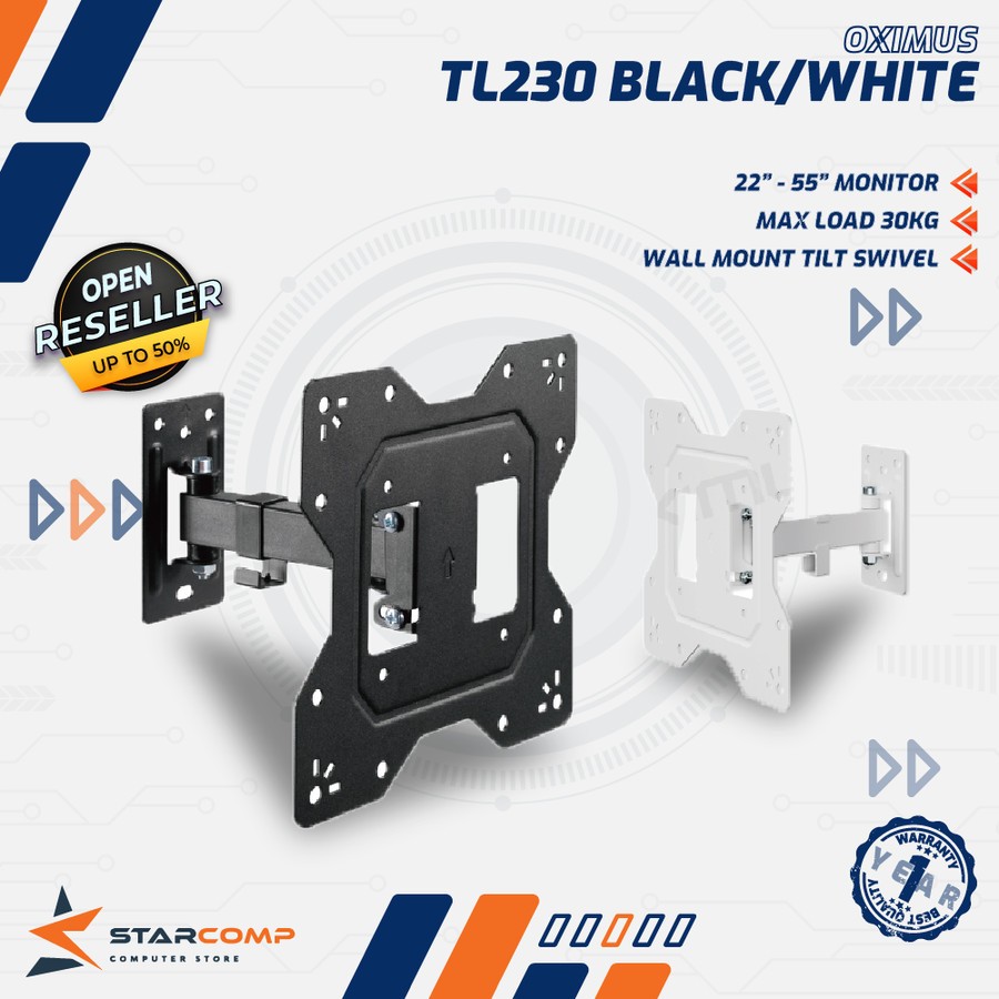 Jual OXIMUS TL230 BRACKET TV LED Monitor WallMount 22"-55" 30kg Tilt ...