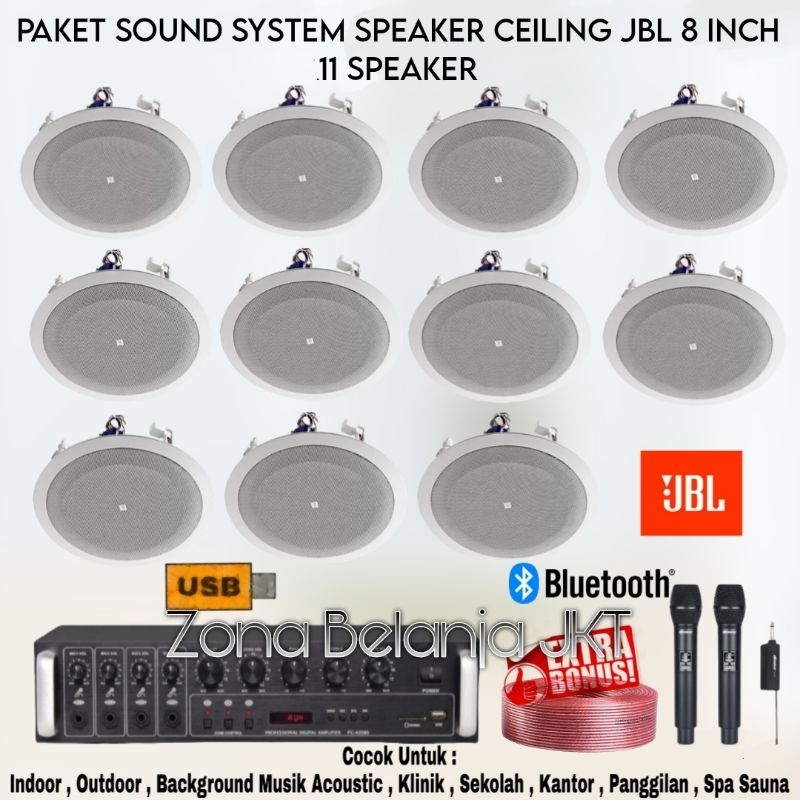 Jual PAKET SOUND SYSTEM CAFE RESTO KANTOR SPEAKER CEILING JBL 8 INCH 11 ...