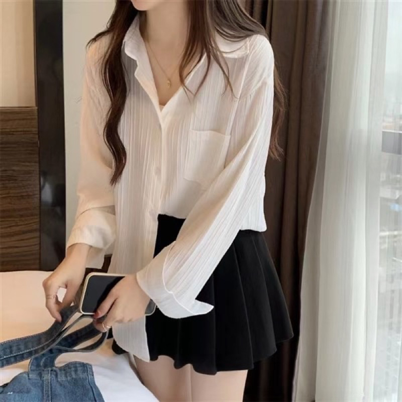 Jual Kevvi - Kei Kemeja Korea Wanita Oversize Tangan Panjang Warna ...