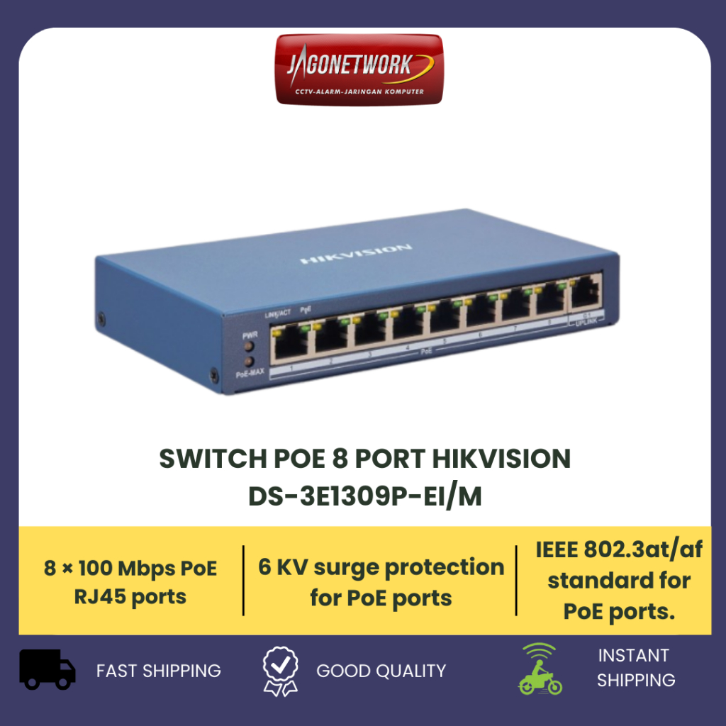 Jual POE SWITCH HIKVISION DS-3E1309P-EI/M 8 PORT | Shopee Indonesia