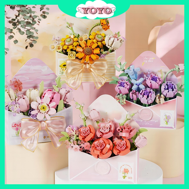 Jual YOYO Bricks Bunga Seri Surat Cinta Blok Bangunan Bunga Buket ...
