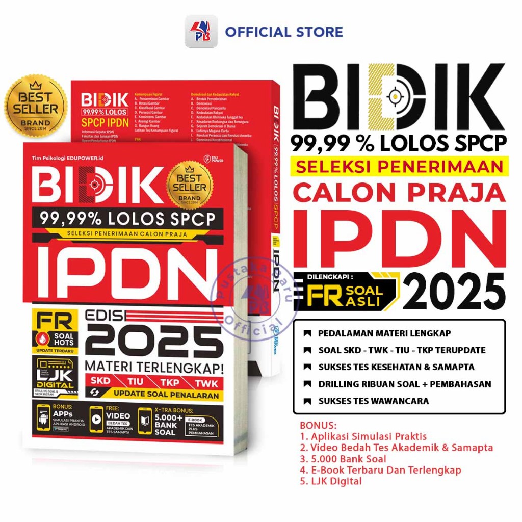 Jual Buku Tes IPDN 2025 / BIDIK 99,99% LOLOS SPCP IPDN Edisi 2025 ... Jual Buku Tes IPDN 2025 / BIDIK 99,99% LOLOS SPCP IPDN Edisi 2025 ...