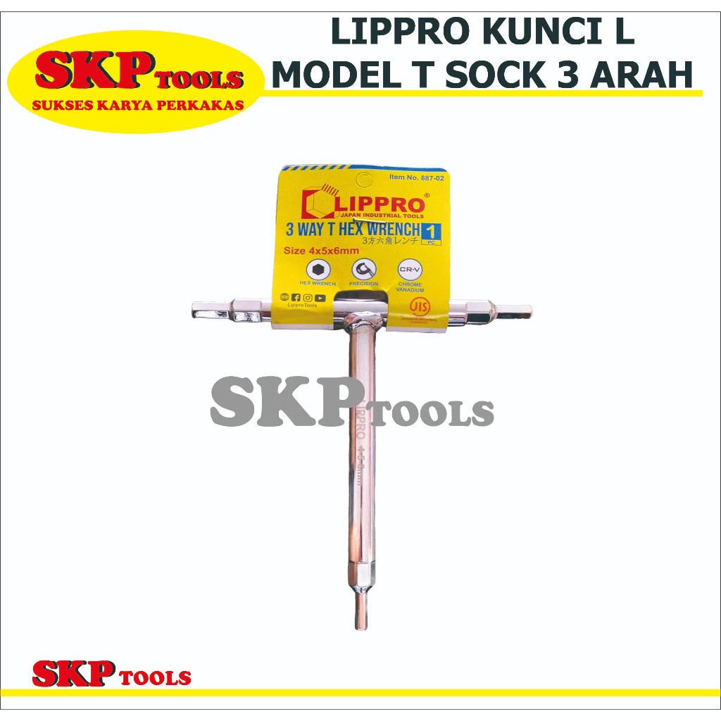 Jual LIPPRO KUNCI L MODEL T 3 ARAH/3 WAY HEX T WRENCH (887-02) | Shopee ...
