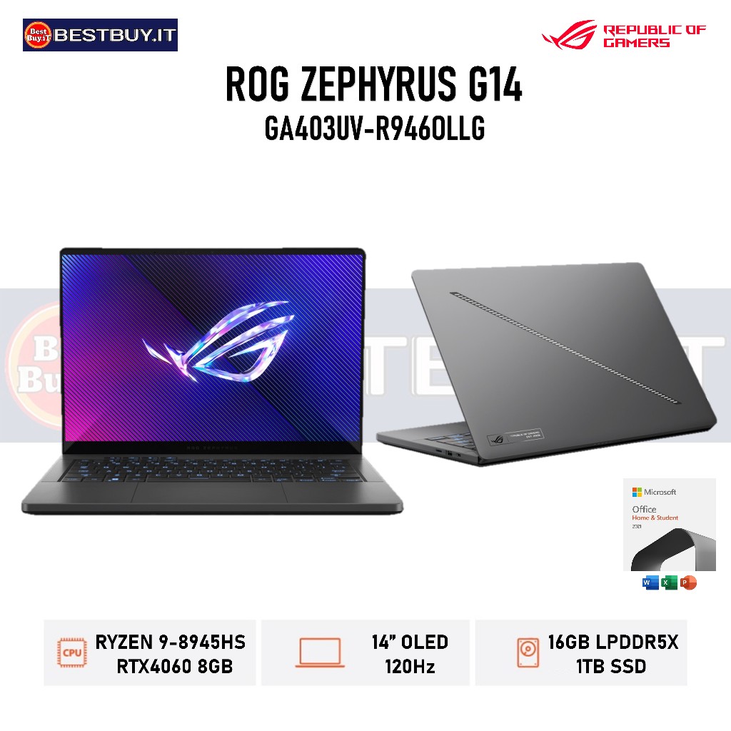 Jual ASUS ROG Zephyrus G14 GA403UV R9-8945HS 16GB 1TB RTX4060 14" OLED ...
