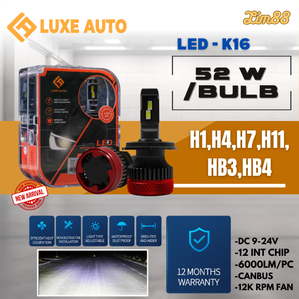 Jual Lampu LED Mobil K16 6500K 2pcs H1 H4 H7 H11 HIR2 HB3 HB4 Foglamp Lampu Utama | Shopee Indonesia