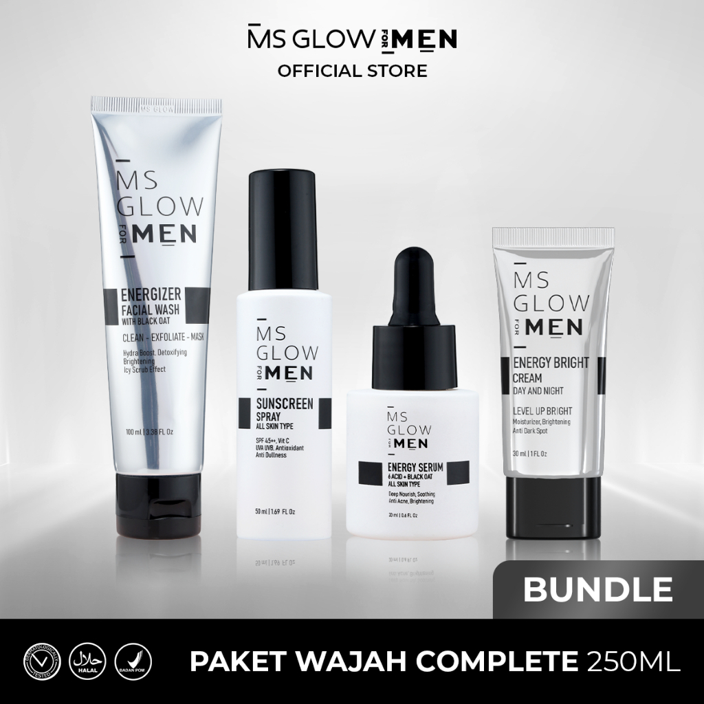 Jual MS GLOW FOR MEN PAKET WAJAH COMPLETE - MS GLOW MEN FACIAL WASH ...