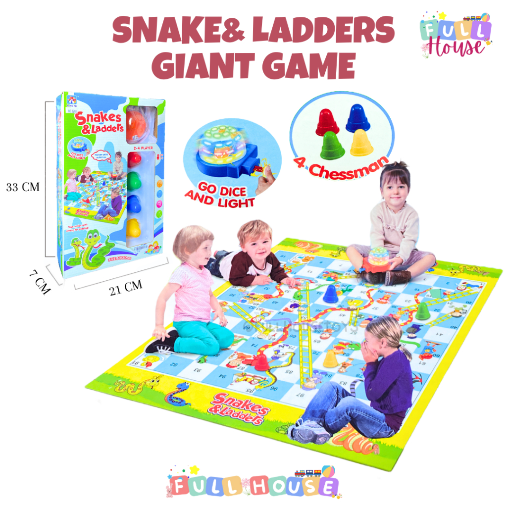 Jual MAINAN BOARD GAME ULAR TANGGA 3D SNAKE LADDERS LUDO GIANT GAME ...