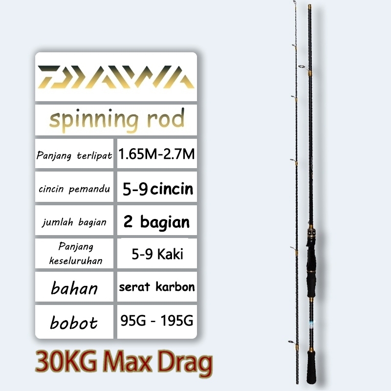 Jual DAIWA 2 Bagian 1.65M-2.7M Joran Pancing Travel Portable Joran Pancing Casting/Tongkat Umpan ...