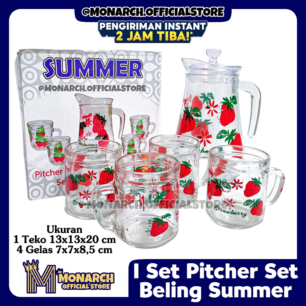 Jual [INSTANT] 1 SET PITCHER SET BELING JUG DRINK SET 4 GELAS GAGANG ...