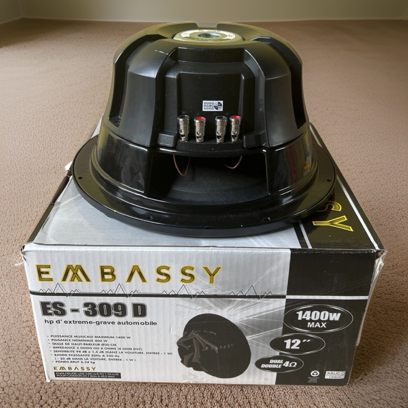Jual Subwoofer 12 inch Embassy ES-309D Double coil Subwoofer Embassy 12 ...