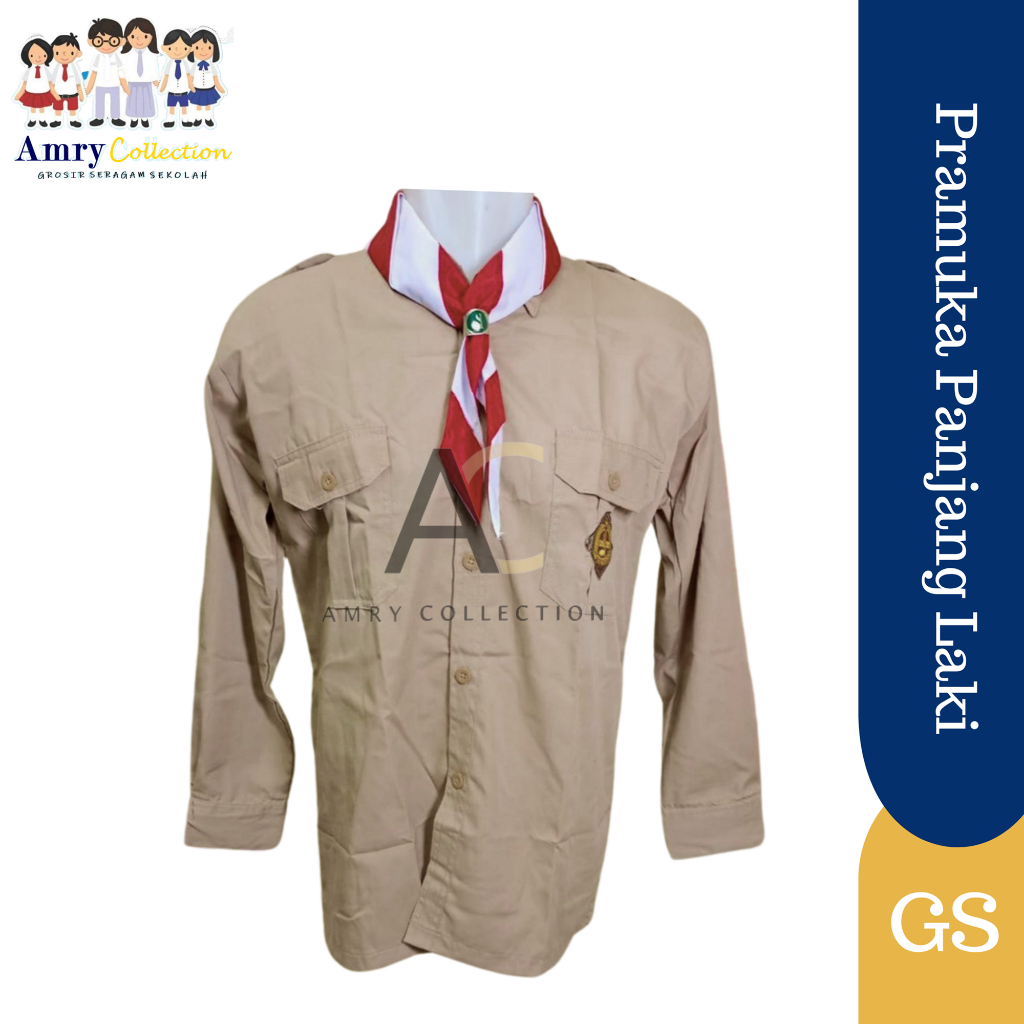 Jual Seragam Sekolah Baju Pramuka Laki-Laki Model Penggalang Saku 2 Lengan Panjang SD SMP SMA ...