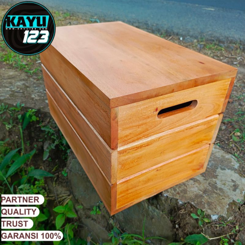 Jual Wooden Crate 50x30x30 cm Kotak Kayu Box Tempat Penyimpanan ...