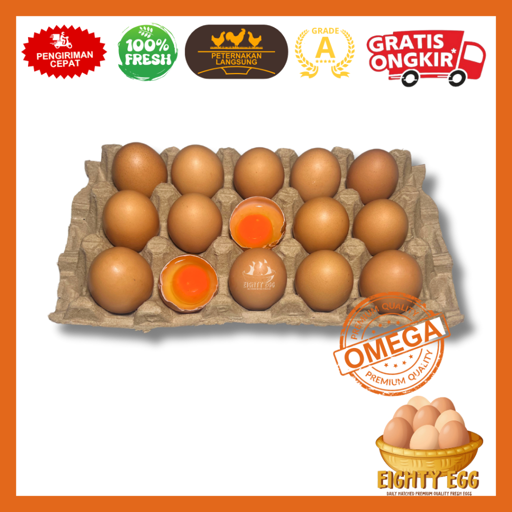 Jual Telur Ayam Negeri OMEGA 3 - 15 pcs GRADE A Fresh Bersih Kualitas ...