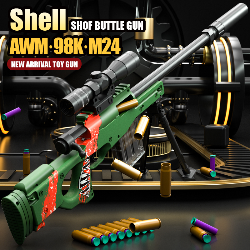 Jual 98K Simulasi Shell Melempar Soft Bullet Gun Toy Gun Model Pistol Simulasi AWM 98k Toy Gun ...