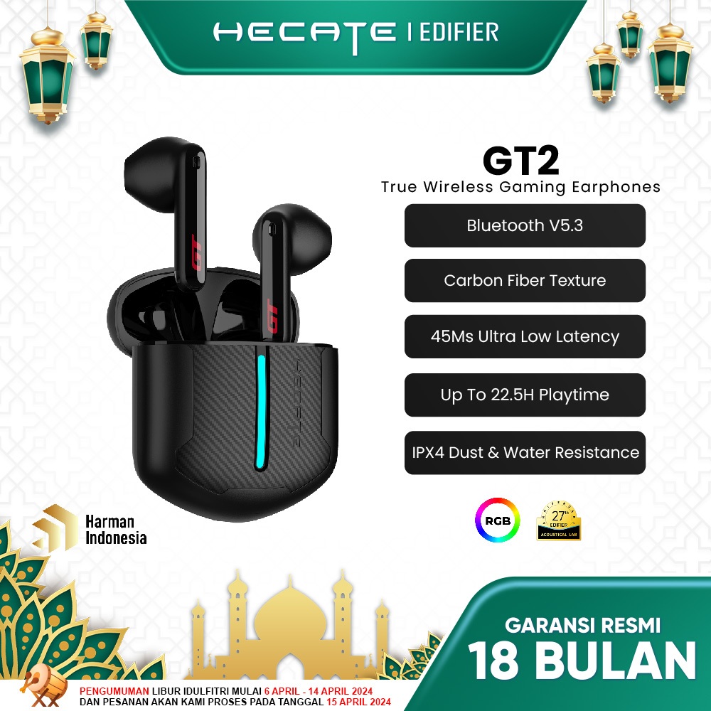 Jual HECATE EDIFIER GT2 true Wireless Gaming Earbuds | Shopee Indonesia