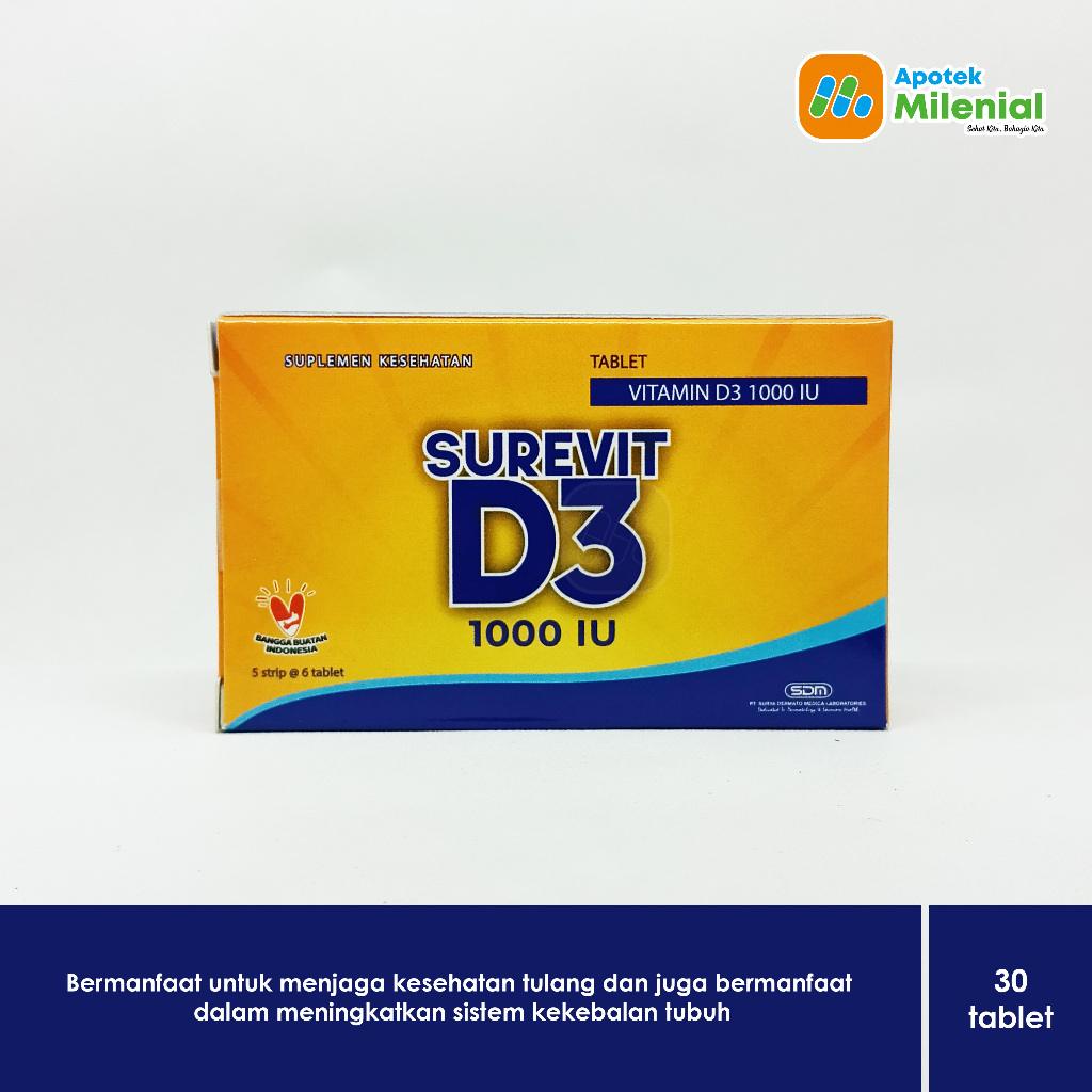 Jual Surevit D3 1000 IU Box Isi 30 Tablet / Untuk Memenuhi Kebutuhan D3 ...