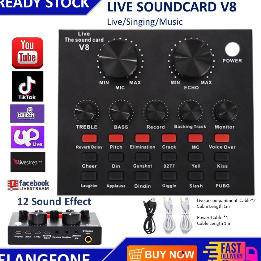 Jual di Soundcard V8 Sound Card V8 Bluetooth Audio Usb External Live ...