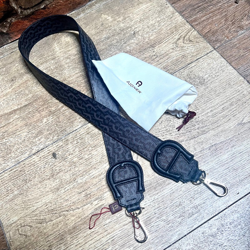 Jual Tali Tas Aigner Strap Bag Logo Black (New Without Tag) | Shopee ...