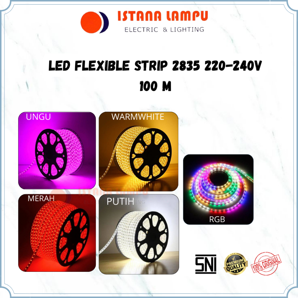Jual LAMPU LED STRIPLED 2835 220V-240v 100M FLEXIBLE STRIP OUTDOOR ATAU ...