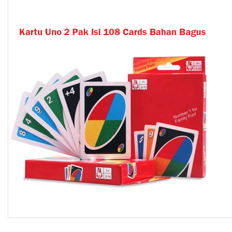 Jual Kartu Uno 2 Pak Isi 108 Cards Bahan Bagus | Shopee Indonesia