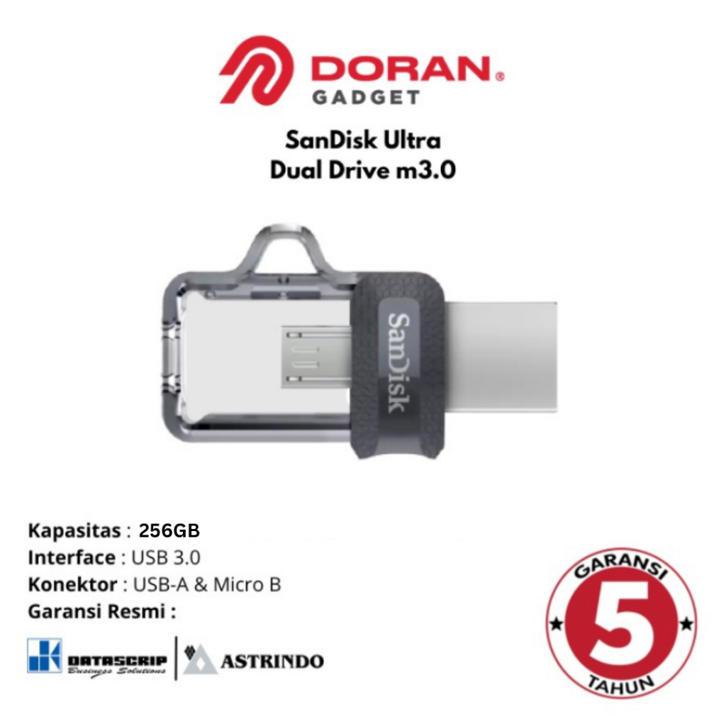 Jual SanDisk Flashdisk SDDD3 256GB Dual Drive OTG Micro - Garansi Resmi ...