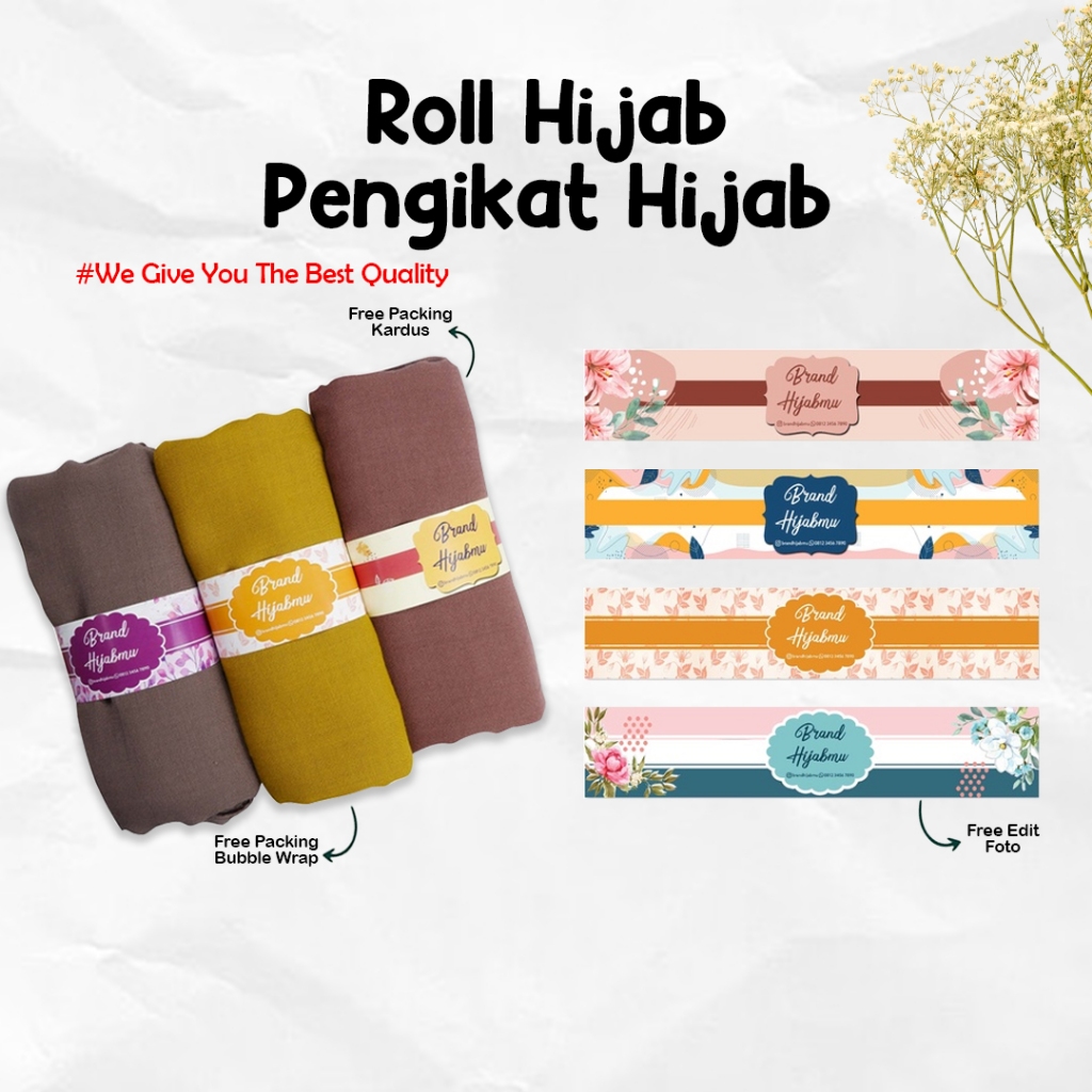 Jual Custom Roll Hijab *Free Desain* / Cetak Label Pengikat Hijab ...