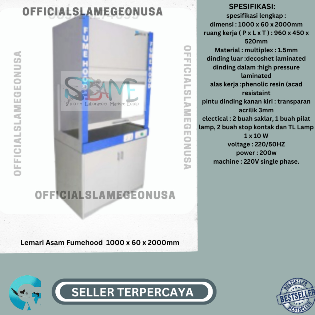 Jual lemari lab Lemari Asam Fumehood 1000 x 60 x 2000mm | Shopee Indonesia