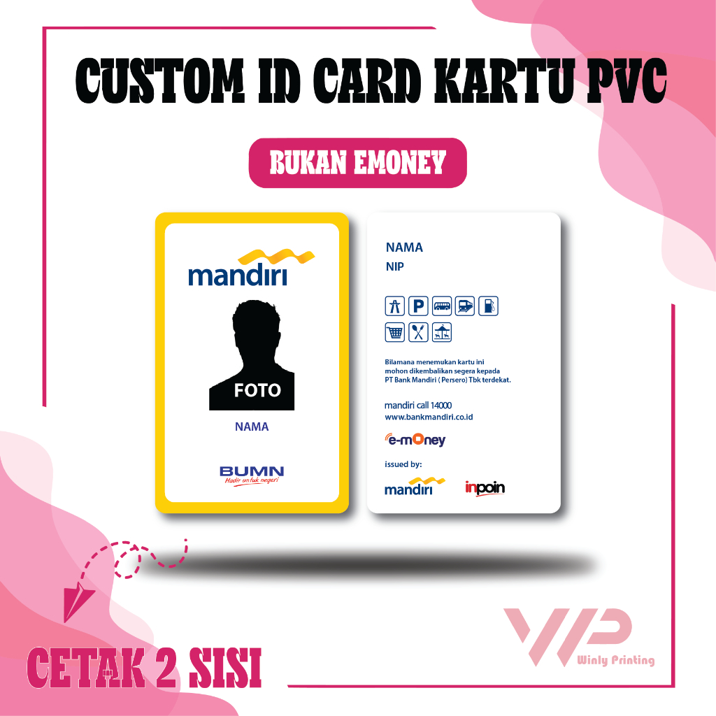 Jual CUSTOM KARTU PVC DESIGN ID CARD BANK MANDIRI KUNING BUMN TERBARU ...