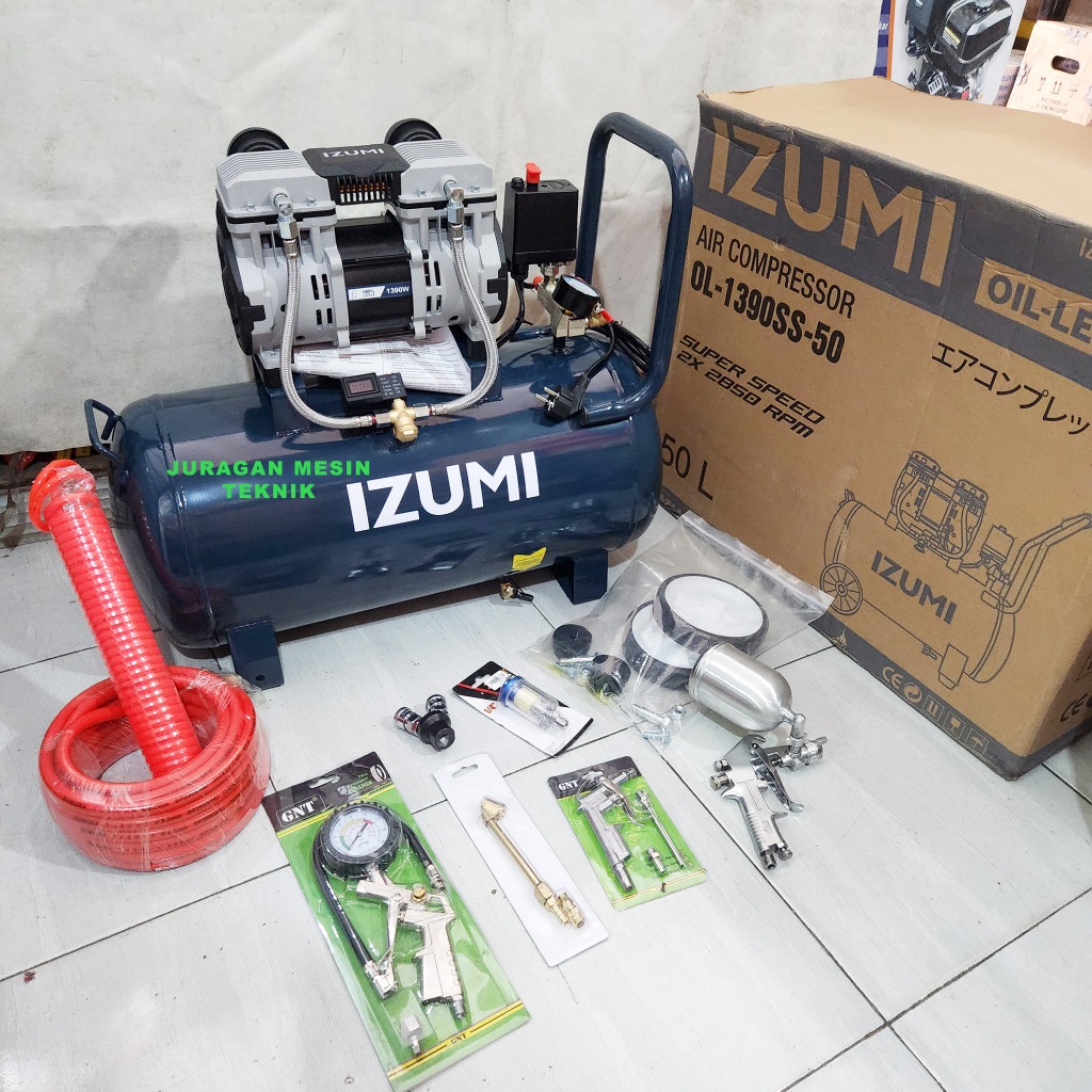 Jual Mesin Kompresor Silent 1.75 HP IZUMI SS1390 - 50 liter | Shopee ...