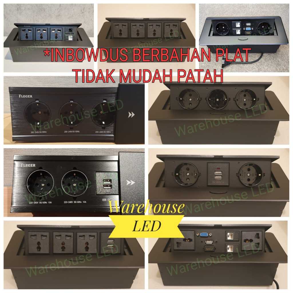 Jual Stop Kontak Meja Flip Up Stopkontak Table Socket BLACK HITAM ...