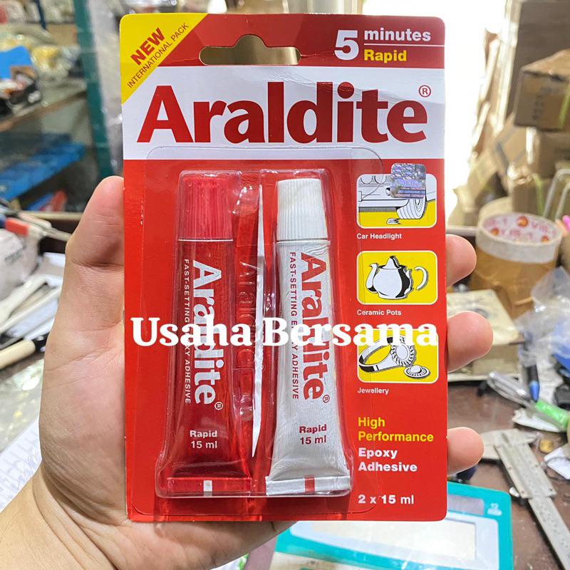 Jual Lem Epoxy Besi Rapid / Cepat 5 Menit Araldite Merah | Shopee Indonesia
