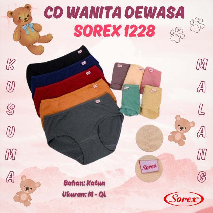 Jual Sorex art. 1228 Celana Dalam Wanita / CD Kancut Perempuan Cutting Midi Bahan Katun Motif ...