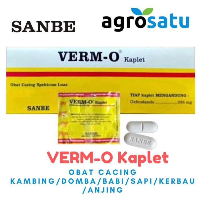 Jual Obat Cacing Kambing Anjing Babi Tablet VERM O Kaplet Sanbe ...