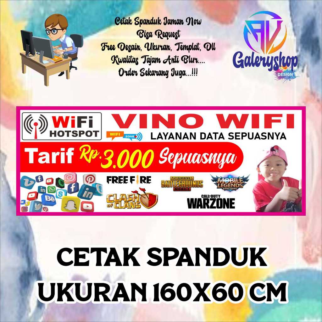 Jual spanduk, banner jualan wifi coint , rental wifi dll custom 160x60 ...
