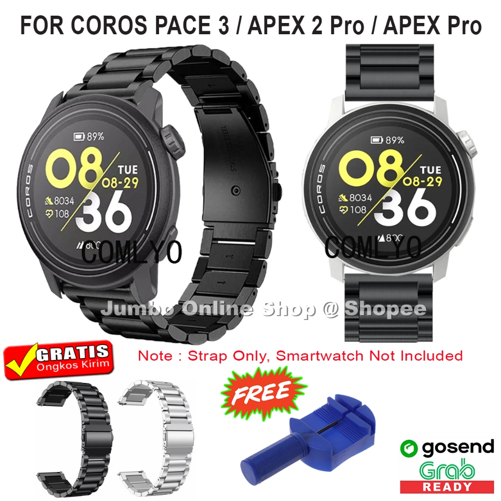 Jual STAINLESS STEEL METAL STRAP FOR COROS PACE 3 / COROS APEX 2 Pro / COROS APEX Pro - TALI JAM ...