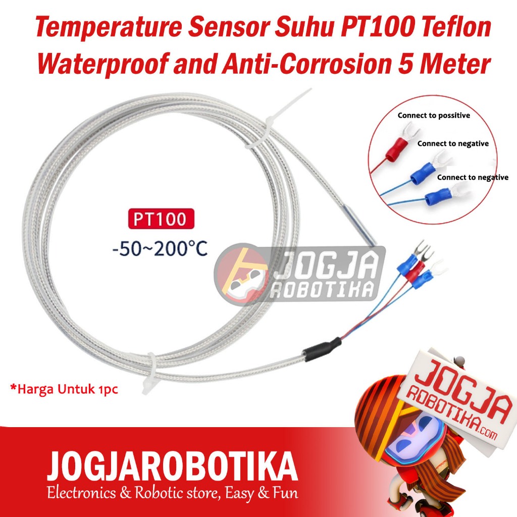 Jual Temperature Sensor Suhu PT100 Teflon Waterproof and Anti-Corrosion ...