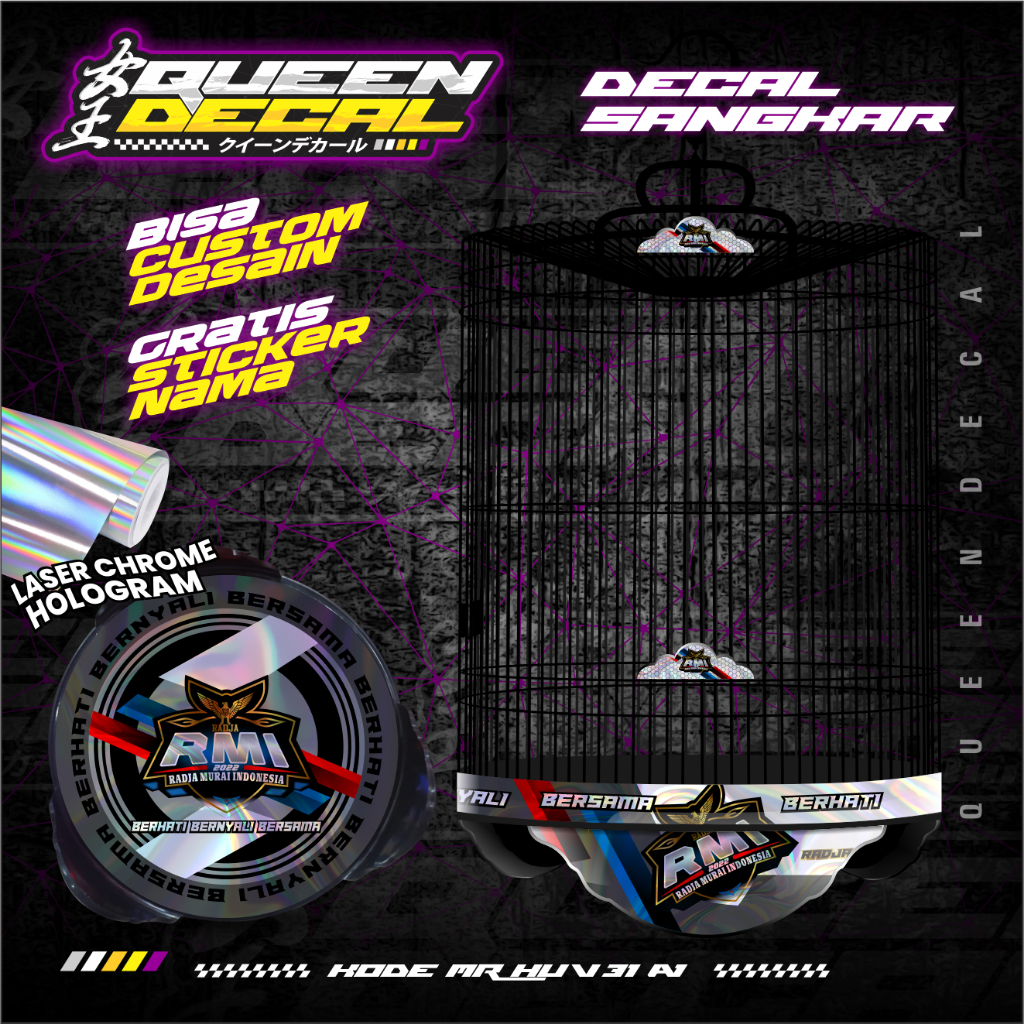 Jual Stiker Sangkar Murai Batu Desain RMI Indonesia Variasi Maxdecal ...