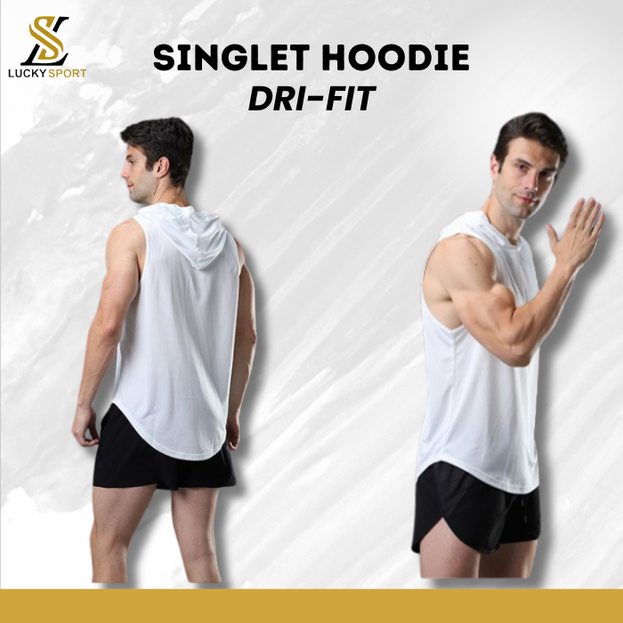 Jual SINGLET GYM OLAHRAGA FITNESS DRIFIT DRY FIT SPORT WEAR HOODIE TOPI ...