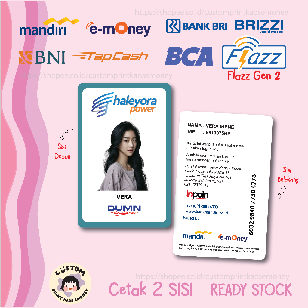 Jual KARTU E MONEY E TOLL ID CARD HALEYORA POWER BUMN MANDIRI EMONEY BNI TAPCASH BRI BRIZZI ...