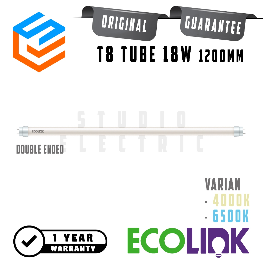 Jual Lampu TL LED Tube DE Ecolink T8 18 Watt 1200mm 18W 18Watt Double ...