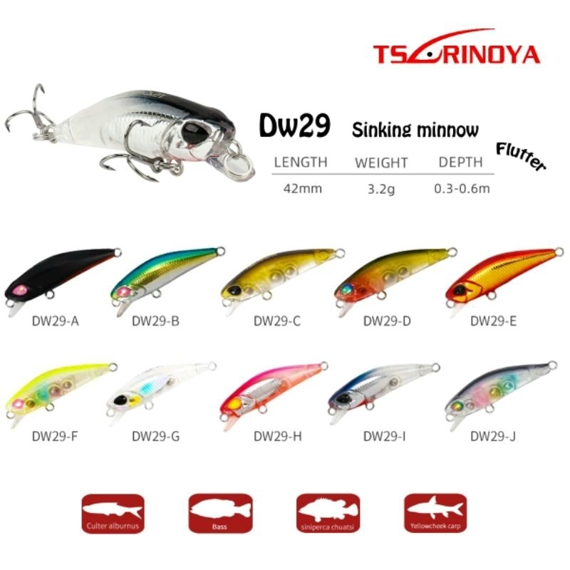 Jual Tsurinoya DW29 Sinking Minnow Flutter 42mm 3,2gr BEST KILLER ACTION | Shopee Indonesia
