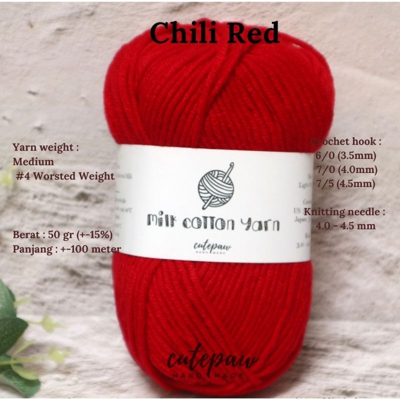 Jual [Milk Cotton] Chili red Merah - Benang Rajut Katun Susu Halus ...