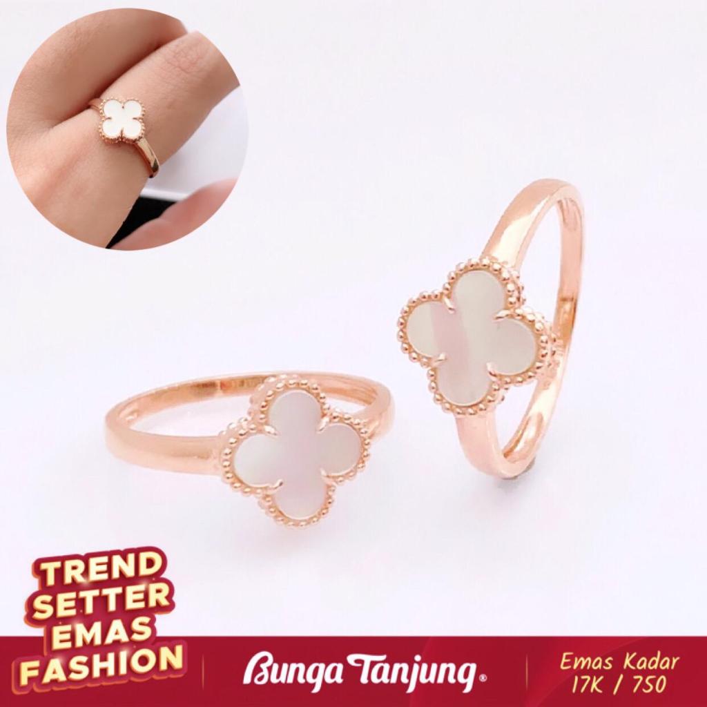 Jual CINCIN FASHION CLOVER WHITE THIN - EMAS 17K - BUNGA TANJUNG GOLD ...