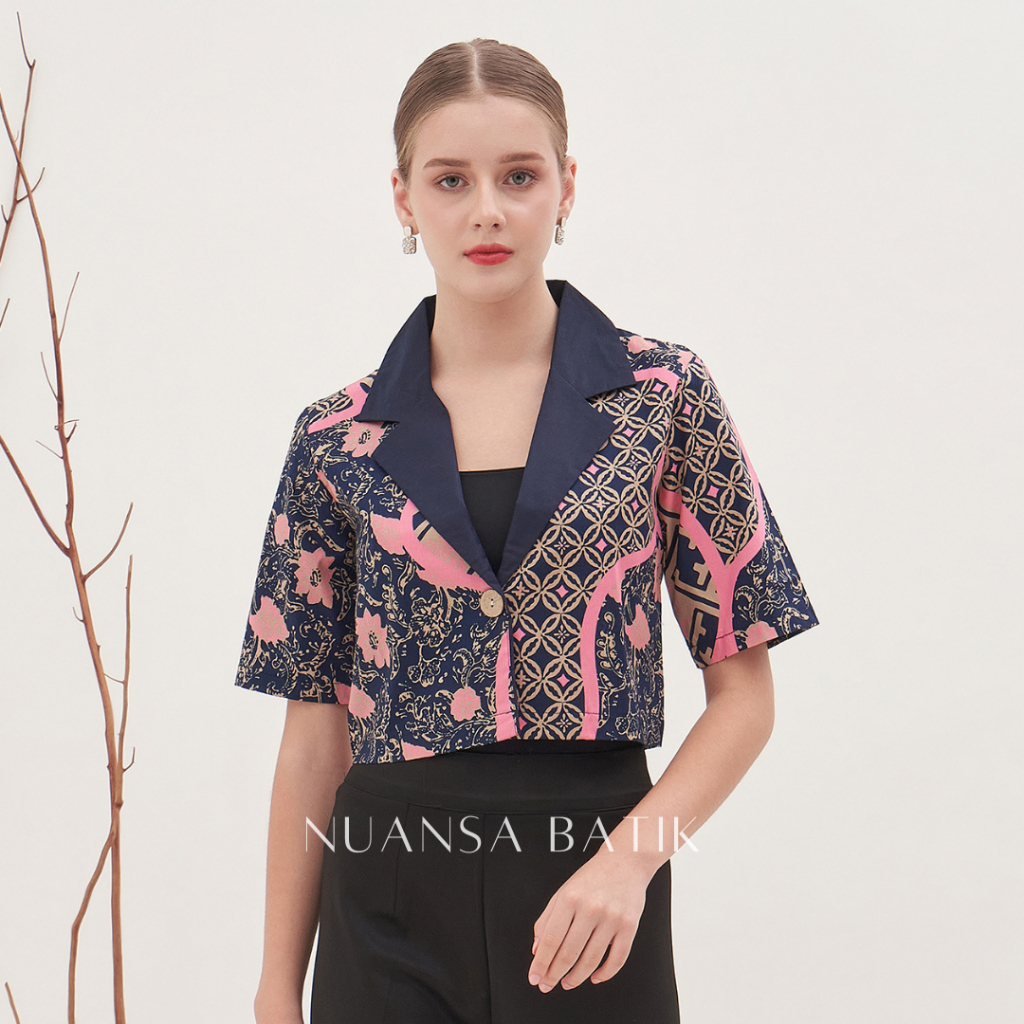 Jual Nuansa Batik Blouse Batik Crop Lengan Pendek Bahan Katun Stretch ...