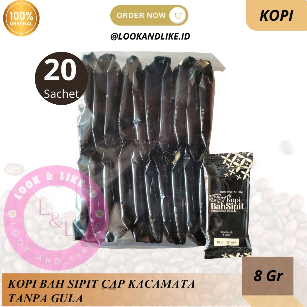 Jual KOPI TANPA GULA Bah Sipit Cap Kacamata 1 Pack Isi 20 Bks x 8gr ...