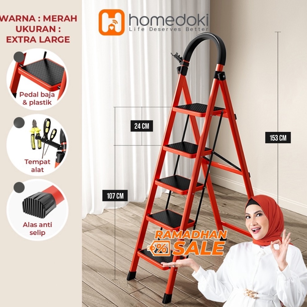 Jual See More Homedoki Tangga Rumah Lipat Tangga Besi Lipat 34 Step ...